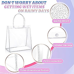 Saintrygo 80Pcs Clear Plastic Gift Bags with Handles Small Transparent PVC Gift Bags Reusable Tote Bags for Shopping Wedding Favor(7.9 x 7.9 x 3.2 Inch)