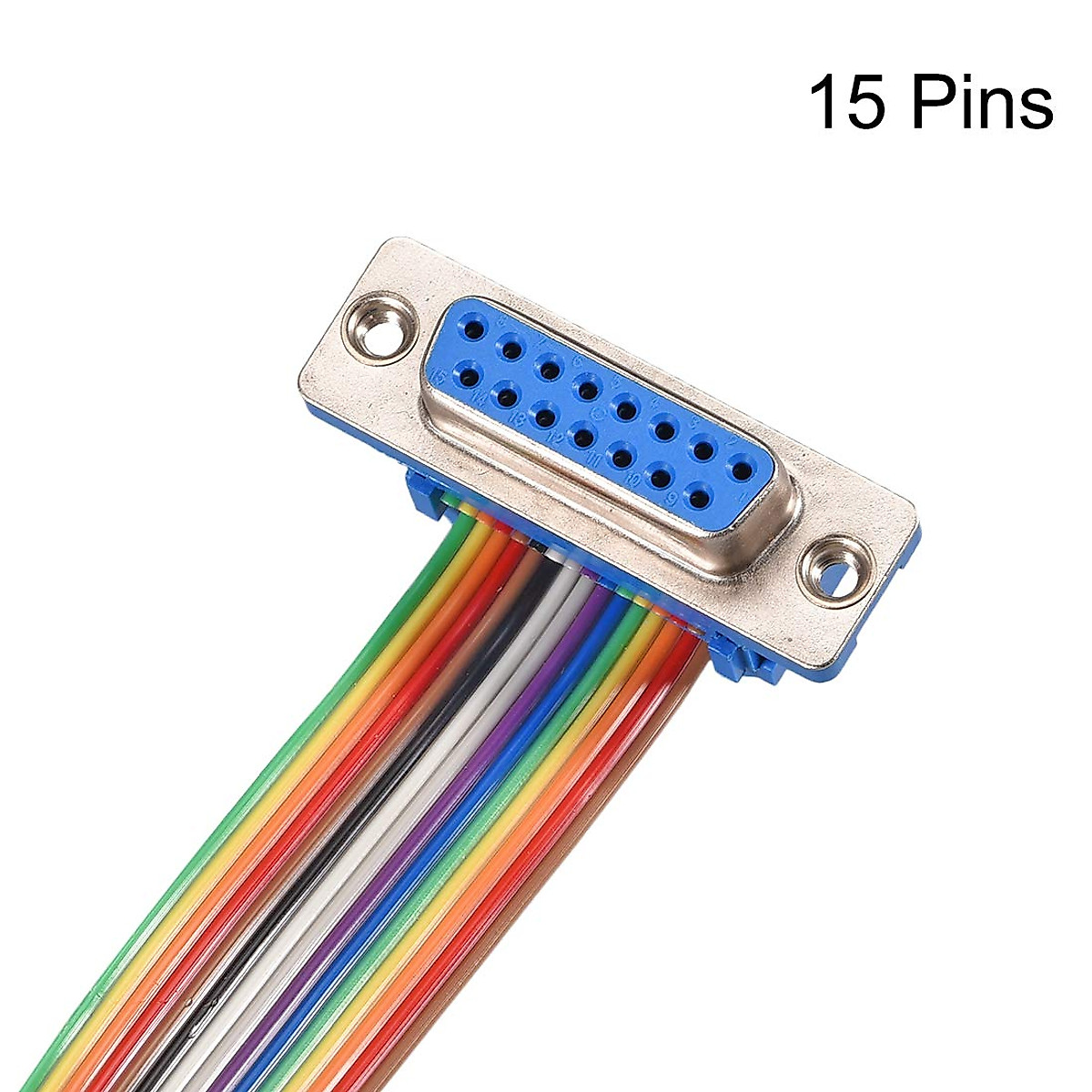 uxcell IDC Rainbow Wire Flat Ribbon Cable DB15 Male to DB15 Female Connector 2.54mm Pitch 19.7inch Length