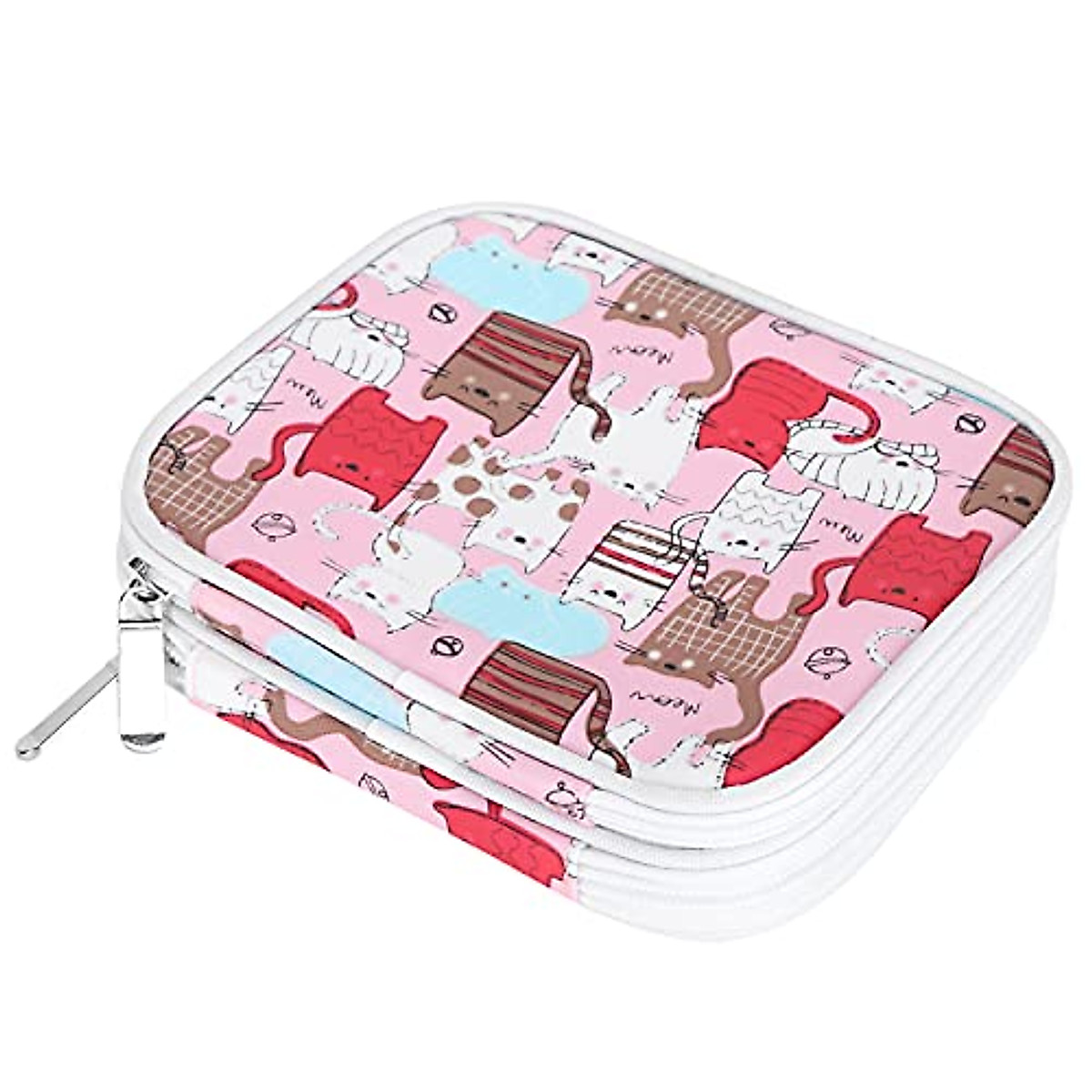 MIWEITOO Knitting Tools Storage Case Double Layer Crochet Hook Zipper Bag with Mesh Pockets, Portable Knitting Tote Basket Yarn Bags Large Craft Supplies Bag