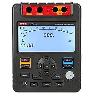 UNI-T UT513 Digital Insulation Resistance Tester, 500V/1000V/2500V/5000V, Auto Range, Display Count: 9999