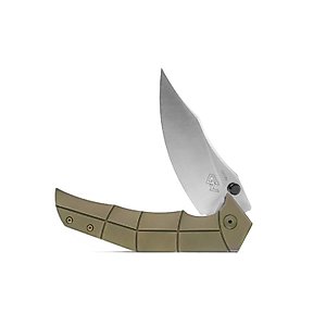 DROP Massdrop + Gavko Thresher Titanium Frame Lock Pocket Knife, Pelagic Sand, Right Hand