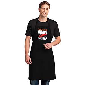APASIN Cajun Crawfish apron, crawdaddy Kitchen Apron Gift with 2 Large Pockets, Adjustable neck strap apron, Gift for Dad, Grandpa, Uncle on Father's Day, Christmas gift (Crawdaddy - Black)