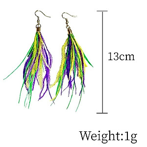 twinkle eye Mardi Gras Exaggerated Accessories Earrings Glittering Gretel Feather Metal Mesh Earrings,Carnival Party Fashion Populae Drop Dangle Earrings Jewelry