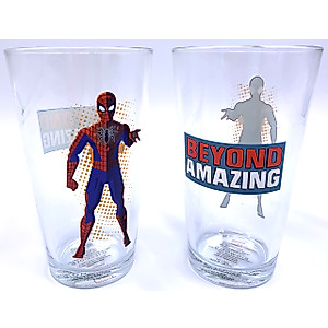 Bioworld Beyond Amazing 60th Anniversary Spider-Man 16oz Pint Glass Set, Pack of 2 Drinking Glasses
