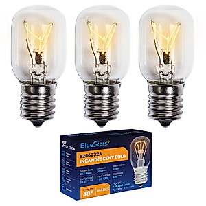BlueStars 8206232A Whirlpool Microwave Light Bulb Kei 125V 40W Microwave Bulb E17 Fits Whirlpool Maytag Lava Lamps Salt Lamp Bulbs - Replaces 1890433 8206232 AP4512653 (3 Packs)