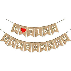 SWYOUN Burlap 1st Time Homeowner Banner House Warming Party Mantel Fireplace Decoration Supplies