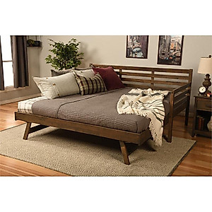 Kodiak Furniture Boho Wood Daybed with Pop Up Trundle in Walnut Brown Finish