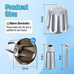 Enhon Faucet Handles, 3 Handle Tub Trim Set Compatible with Gerber Faucet Knob Handle Bathtub Shower Faucet Handle Remodel Trim Kit Include 1 Hot 1 Cold 1 Diverter, and 3 Adapters (16 Point Broach)