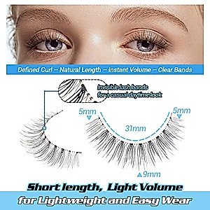 Eyelashes Natural Look Short Wispy False Lashes 3D Natural Crisscross Faux Mink Lashes with Clear Bands 7 Pairs by Yawamica