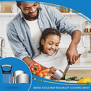 9 Pieces Finger Guard for Cutting Vegetables, Stainless Steel Finger Protector, Knife Finger Protector, Thumb Guard Peelers for Onion Holder Slicer Kitchen Tool Avoid Hurting When Slicing and Chopping