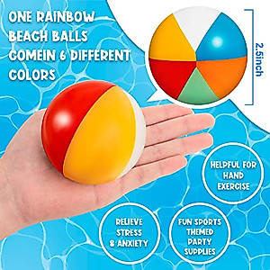 CLESDF Mini Beach Stress Balls for Kids, 36Pcs Rainbow Relief Stress Foam Balls, Swimming Pool Game Toy Sports Balls for Hawaiian Beach Birthday Party Favor Supplies…