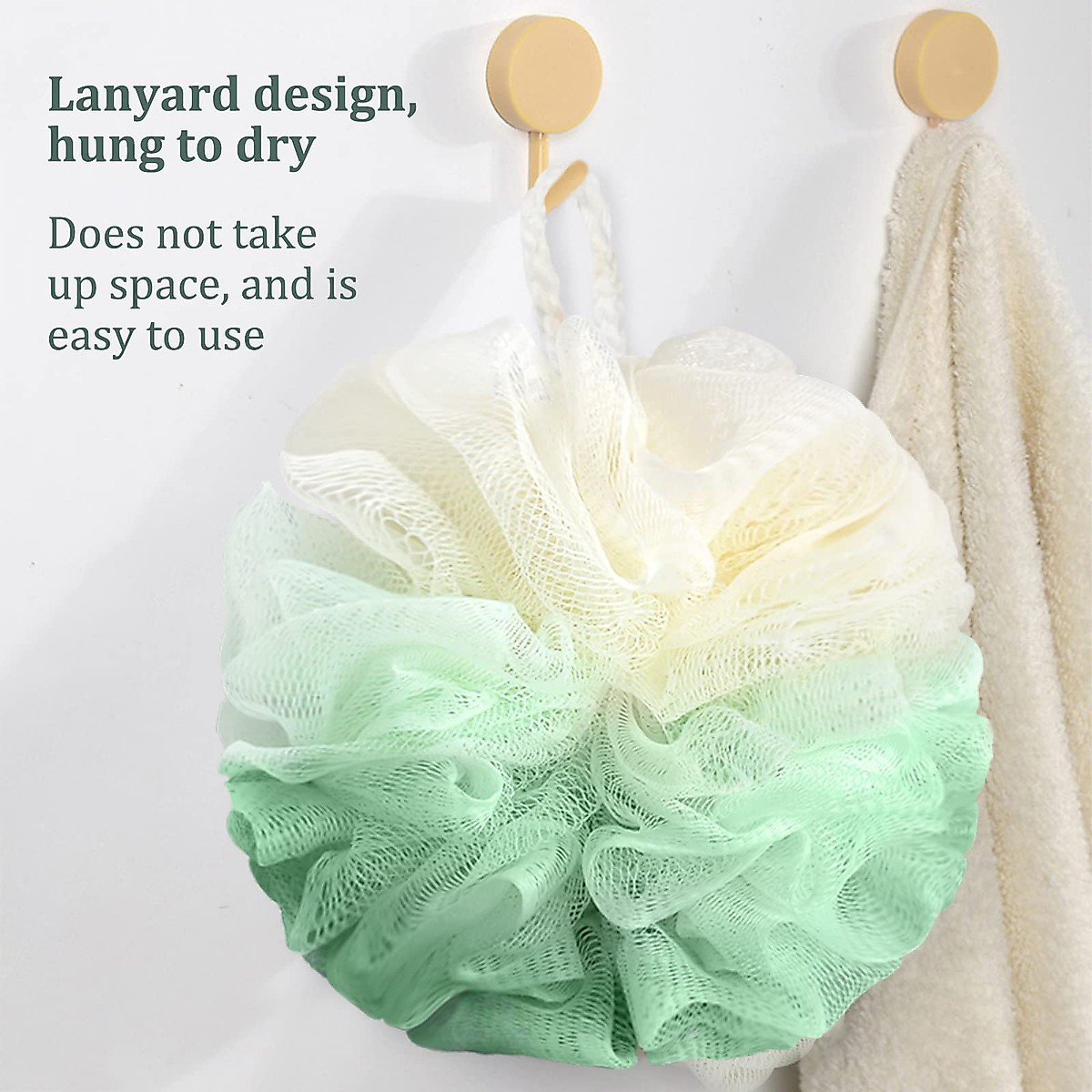 XTF2015 Bath Sponge Shower Loofahs, Soft Net Body Scrubber Sponge Ball, Durable Mesh Pouf Bath Loofah Sponge Body Wash Puff, Pack of 4 (4 Packs, 4)