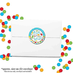 Aquatic Under The Sea Birthday Thank You Sticker Labels for Kids, 40 2" Party Circle Stickers by AmandaCreation, Great for Party Favors, Envelope Seals & Goodie Bags