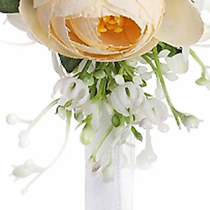 MOTUZP Rose Wrist Flower, Rose Wrist Corsage Wristlet Band Bracelet Prom Flower Wrist Corsages for Wedding(#2)