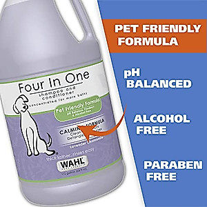 Wahl 4-in-1 Calming Pet Shampoo for Dogs – Cleans, Conditions, Detangles, & Moisturizes with Lavender Chamomile - Pet Friendly Formula – 64 Oz - Model 821000-050
