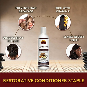 OKAY Coconut Leave In Conditioner - Hair Moisturizer for Women and Men, Contains Castor Seed Oil, Natural Hair Product for Hair Growth, Curly Hair Grease for Smooth, Moisturized Hair - 8 Oz