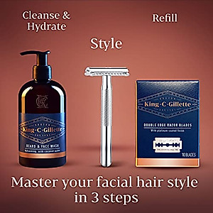 King C. Gillette Safety Razor with Chrome Plated Handle and 5 Platinum Coated Double Edge Safety Razor Blade Refills