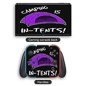 Camping is in Tents Compatible with Switch/Switch Lite Console Joy-Con Dock Sticker Skin Full Set Cute Stickers Cover for Switch