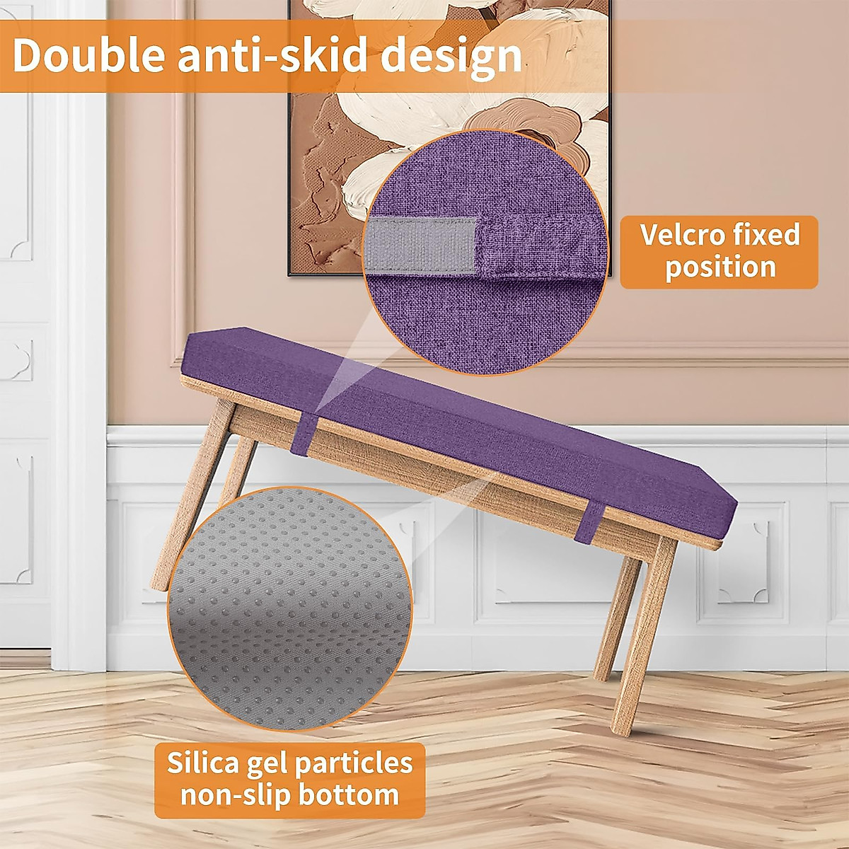 ROFIEJOX Bench Cushion 36 inch - Imitation Linen Fabric, Indoor Outdoor Long Seat Furniture, High-Density Foam, Non-Slip Design for Window Patio Garden, (36x14x3) Purple