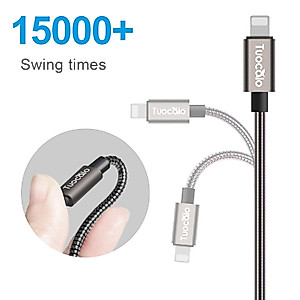 Tuocalo 2Pack 6.6ft Metal Braided Cable, Indestructible Chew Proof Fast Charging Cord, Strong Durable Wire, Stainless Steel, Tangle Free, Pet Resistant, Charge and Data sync at high Speed