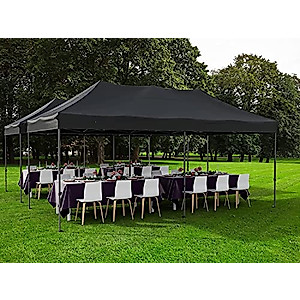 JOINATRE S-69 10'x20' Heavy Duty Pop Up Canopy Tent, Commercial Instant Canopy with Sidewalls, Outdoor Canopy Tent with 4 Sand Bags & Roller Bag, Waterproof Tent for Patio, Backyard, Garden, Black