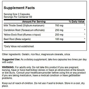 Swanson Milk Thistle, Dandelion & Yellow Dock 120 Caps