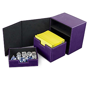 BCW Deck Vault LX 100 - Purple | Card Deck Case with 100 Sleeved Gaming Cards Capacity | For Magic: The Gathering, Pokemon, Commander Decks