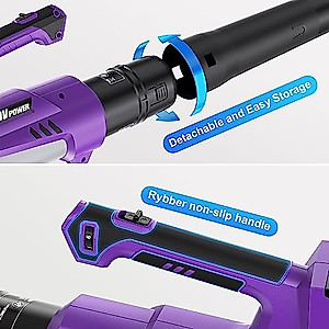 VANPORE Electric Leaf Blower Cordless：580 CFM 6-Gear Wind Speed Regulation with 4.0Ah Battery Powered，Electric Blower for Lawn Care, Yard, Grass, Patio, Blowing Leaves and Snow