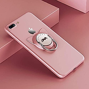 Cell Phone Ring Holder, Apqdw Cat Phone Ring Stand, Metal Phone Finger Ring Grip for Smartphone, Phone Cases and Tablets (2 Pack, Black/Rose Gold)