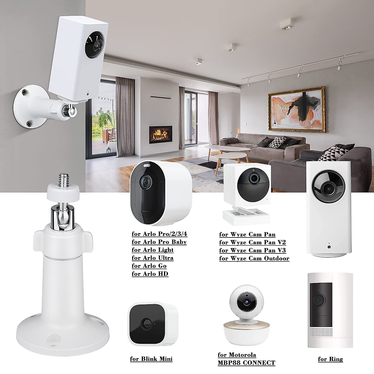 Wall Mount Compatible with Wyze Cam Pan V3 & Wyze Cam Pan V2 & Wyze Cam V3, Adjustable Mount Bracket for Wyze Cam Outdoor(Camera not Included) (3pcs)