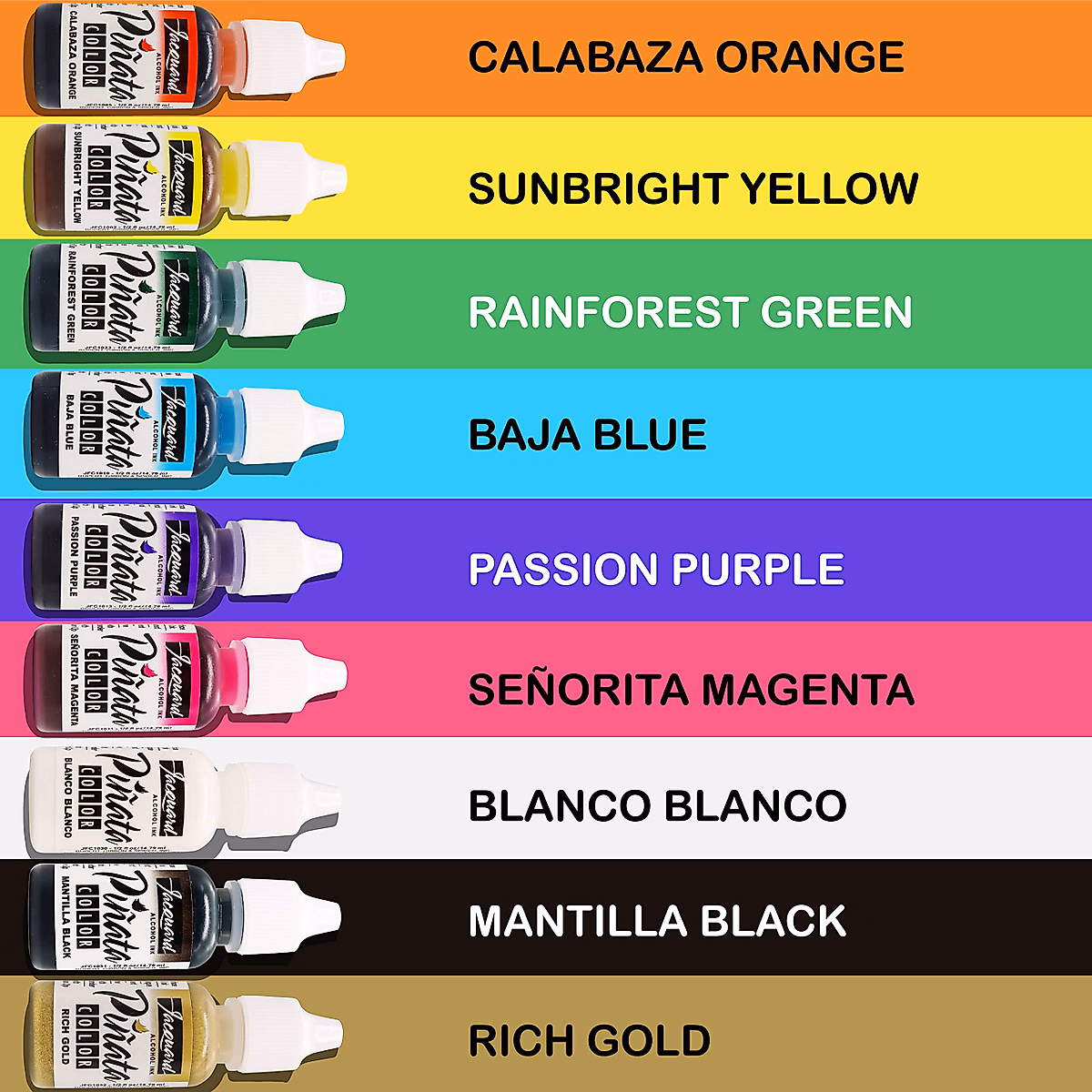 Jacquard Piñata Alcohol Ink Made in USA - Original Exciter Pack - 9 Colors - 1/2 Ounce Bottles - Bundled with Moshify Blending Pen