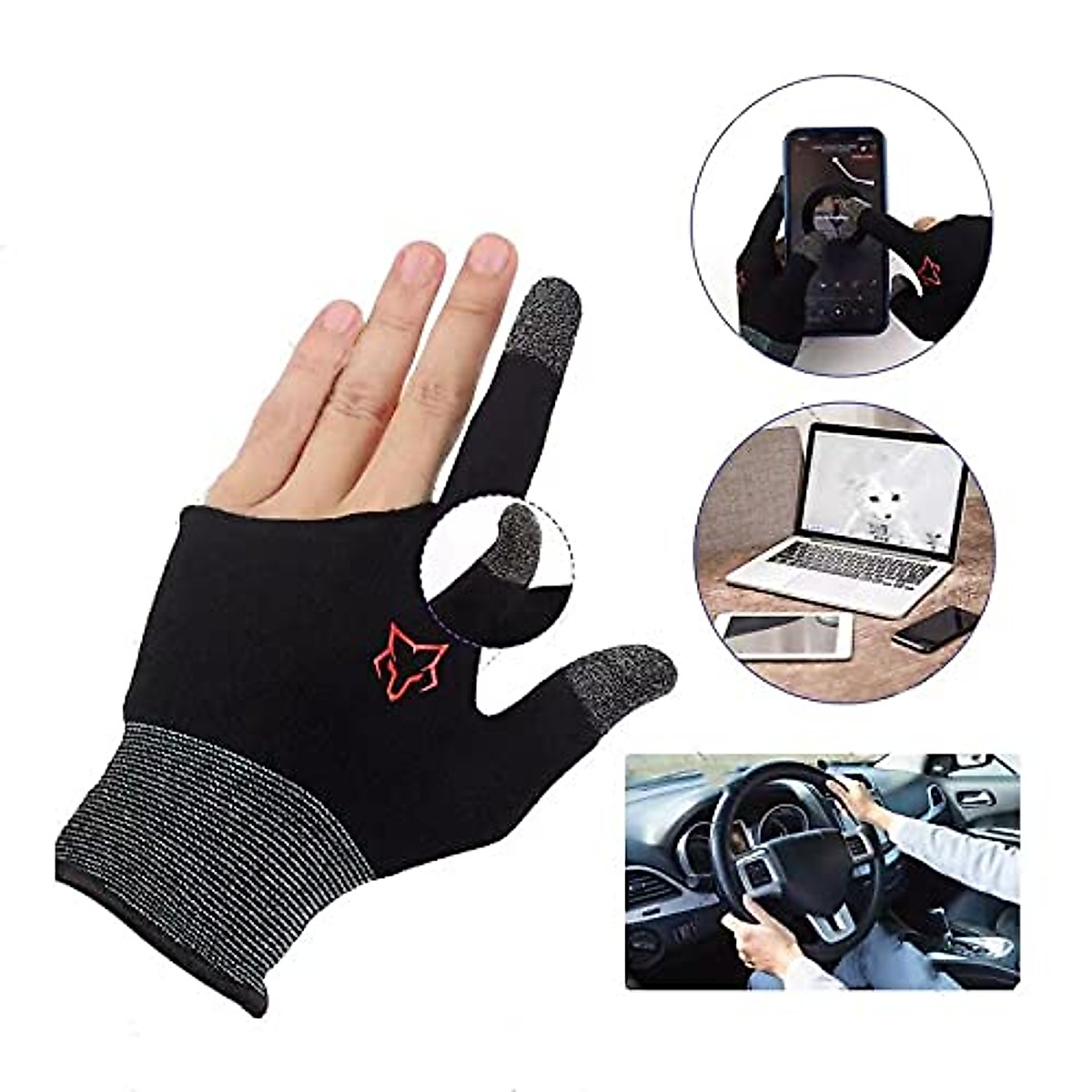 E-Sports Sara Gaming Gloves,Game Gloves, Gaming Finger Sleeves, Anti-Sweat Breathable, Thumb Sleeves for Highly Sensitive Nano-Silver Fiber Material, for Touch Screen (Medium(1pair))