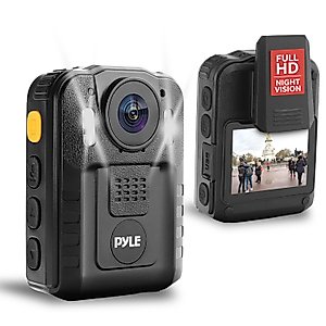 Pyle Police Security Video Compact Camera - HD 2304x1296p Rechargeable Wireless Waterproof Wearable Law Enforcement Mini Surveillance Cam, Audio Video Recording, Night Vision, Motion Detector PPBCM6