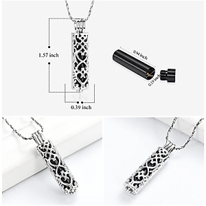 Imrsanl Stainless Steel Cremation Jewelry Ashes Cylinder Vial Urn Necklace for Ashes Charm Memorial Keepsake Cremation Pendant Jewelry (Black)