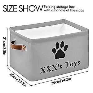ODAWA Personalized Dog Toy Basket Customized Pet's Name Storage Box Custom Storage Basket Box Bin for Bedroom, Decorative Organizers Box