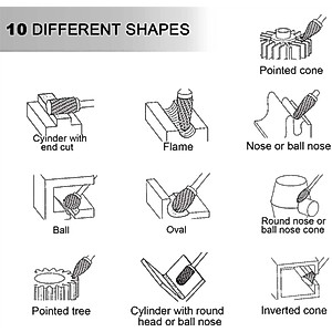 New 10 Pcs 1/8" Shank Tungsten Carbide Milling Cutter Rotary Tool Burr Double Diamond Cut Rotary Tools Electric Grinding ( Color : 1 Pack )