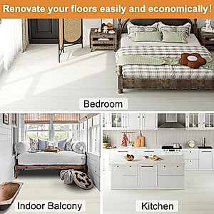 Oxdigi Vinyl Flooring Roll Peel and Stick - 15.7" x 118" (12.9 Sq.Ft) | Removable Self-Adhesive Wear-Resistant Vinyl Floor Tiles Wood Plank |Waterproof for Bathroom, Kitchen... | Whitewashed Oak