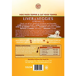 Sprinkles & Paws Liver and Veggies Dog Food Topper | Healthy Powder Form | Helps with Eating, Add to Food or Kibble or as Treat | Meal Mixer with Beef Flavour, Rich in Vitamins and nutrients