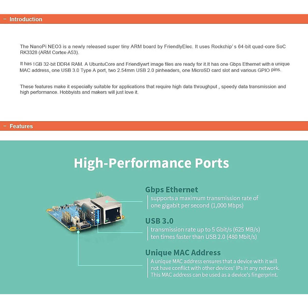 youyeetoo FriendlyElec NanoPi NEO3 Mini Router Single Board Computer Rockchip RK3328 Super Tiny ARM Board for IOT (with Case and Heat Sink)