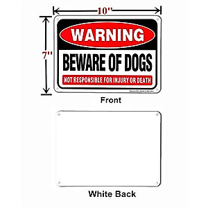 (2 Pack) Beware of Dog Sign, 10 x 7 Rust Free Aluminum Warning Dog Sign, UV Printed Reflective Weather Resistant Dog Bite Sign for Outdoors