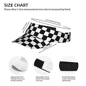 LOGMOR Black White Race Checkered Flag Pattern Sunscreen Visor Hats for Women & Men, Sport Empty Top Baseball Sun Cap, Tennis Visor, Golf Visor