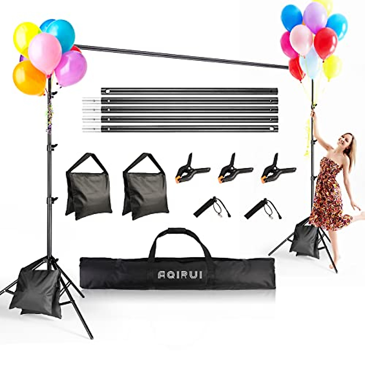 Backdrop Stand 8.5x10ft Adjustable Background Support System Kit Photo Backdrop Stand with 3 x Spring Clamps for Parties Photography Photo Video