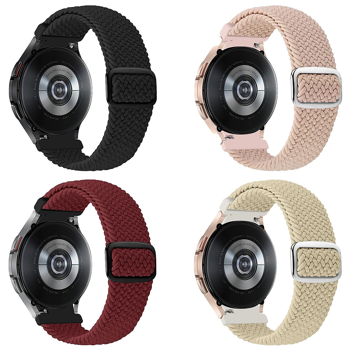 Relting Compatible with Samsung Galaxy Watch 5 Band Galaxy Watch 6 Band Galaxy Watch 4 Band Galaxy Watch 5 Pro Band Galaxy Watch 6/4 Classic Band,No Gap Braided Solo Loop Nylon Wristband for Women Men