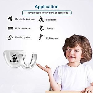 4 Pack Kids Mouth Guard for Grinding Teeth, Night Sleep Teeth Guards, Eliminates TMJ & Teeth Clenching, Stops Bruxism, Teeth Whitening Tray, Sport Athletic Mouth Guard (Kid Size only fit for Kids)