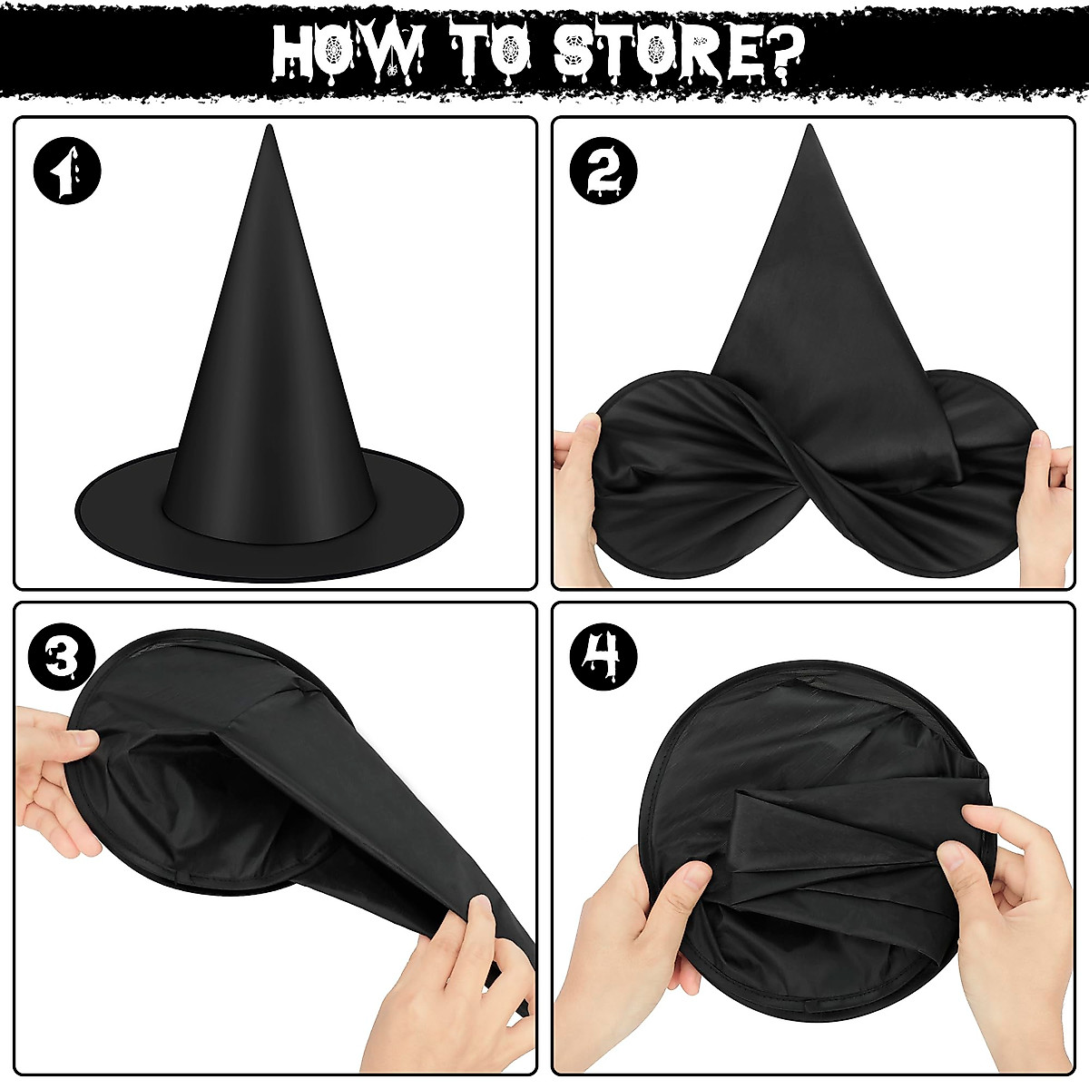 24 PCS Halloween Witch Hats for Spooky Decor & Parties