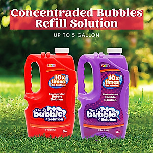 JOYIN 2 Bottles Bubbles Refill Solutions 64oz (up to 5 Gallon) Big Bubble Solution 64 OZ Concentrated Bubble Solution for Bubble Machine, Gun, Wand Refill Fluid Summer, Easter Toys (Red+Purple)