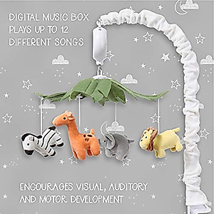 The Peanutshell Safari Animals Musical Crib Mobile for Baby Boys & Girls | Digital Music Box with 12 lullabies…