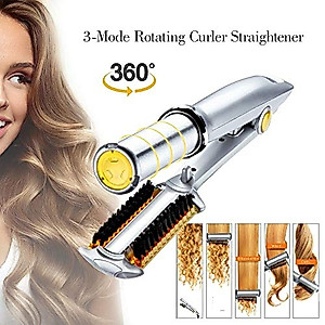 UXZDX CUJUX Professional Hair Straightening Iron Curling Iron Straightener&Curler Styler 2 in 1 Multi Hair Styling Tool Flat Iron with Brush