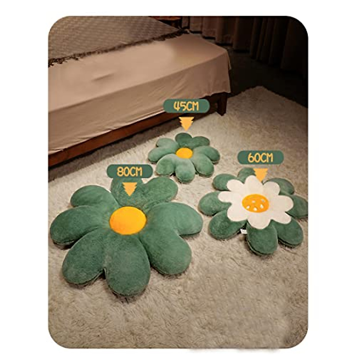 Baiyuruodie Flower Pillow Cute Pillow Cushion Office Home Pillow Best Gift (40cm, Green)