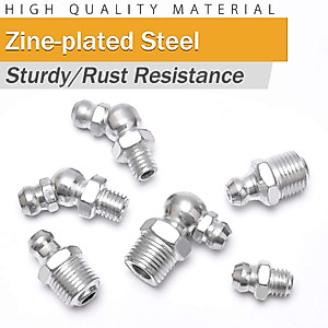VIGRUE Grease Fittings, 245 Pieces SAE & Metric Grease Fitting Assortment Kit, Standard Grease Fittings Grease Zerks, Straight and Angled Perfect for Replacing Missing or Broken Zerk Fitting